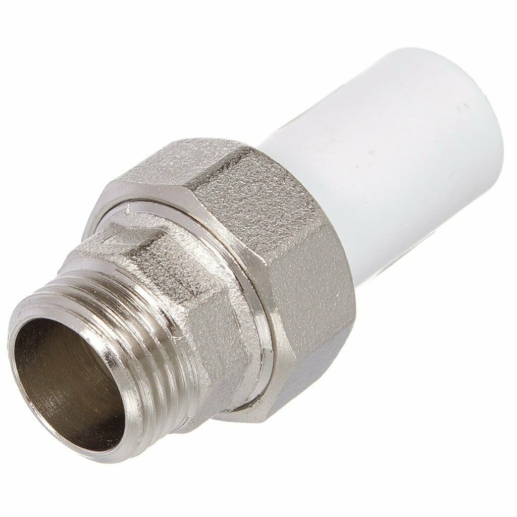 Муфта разъемная ниппельная Valfex d25х3/4 дюйма наружная резьба, полипропилен, белая для водоснабжения и отопления