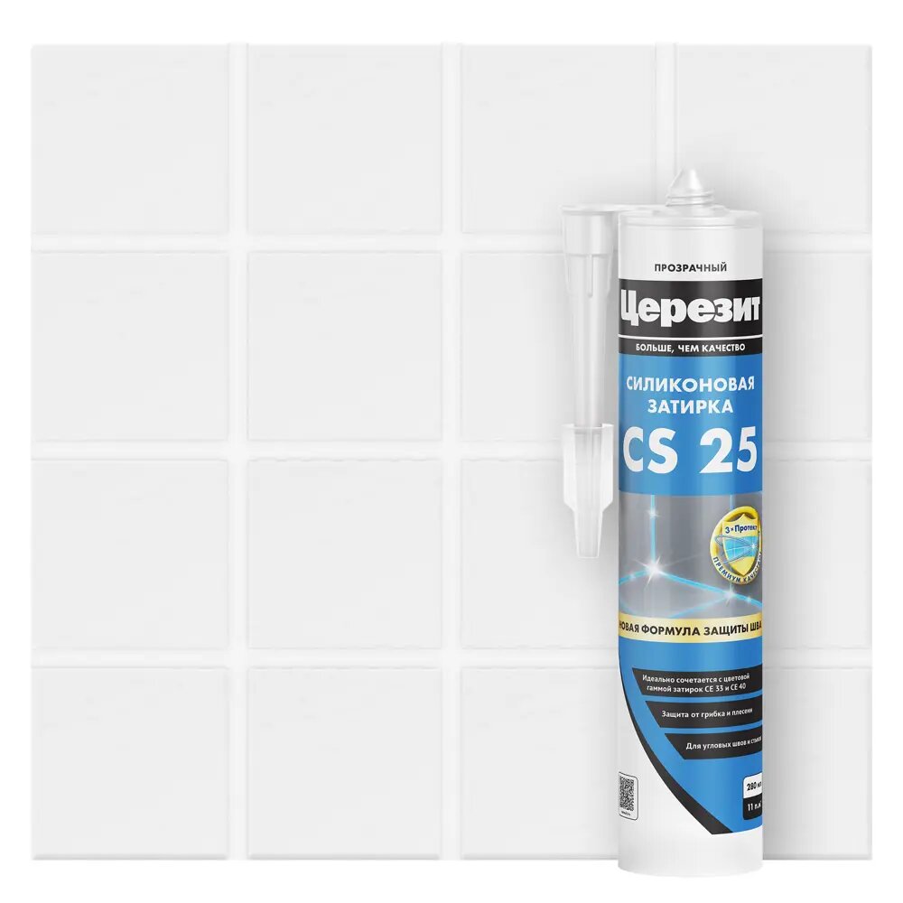 Затирка силиконовая Церезит CS 25 прозрачный 280мл герметик для плитки
