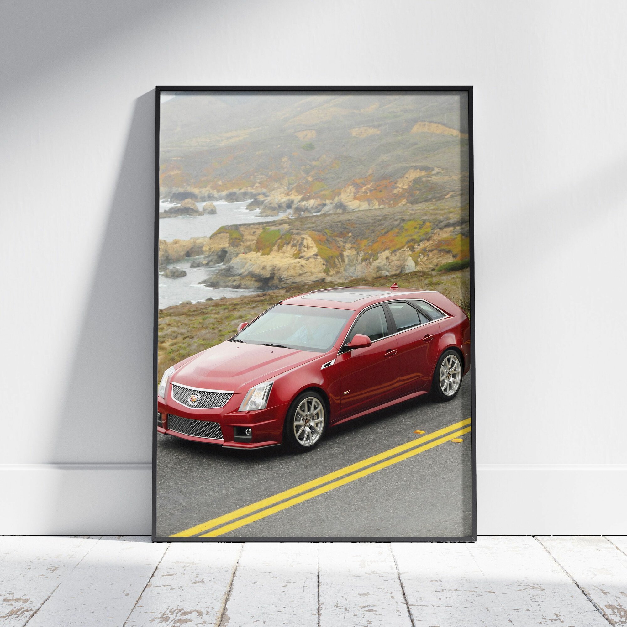 Плакат на стену для интерьера Культовые машины (Cadillac CTS V Wagon) - Постер по легендарным и классическим ретро автомобилям формата А4 (21x30 см)