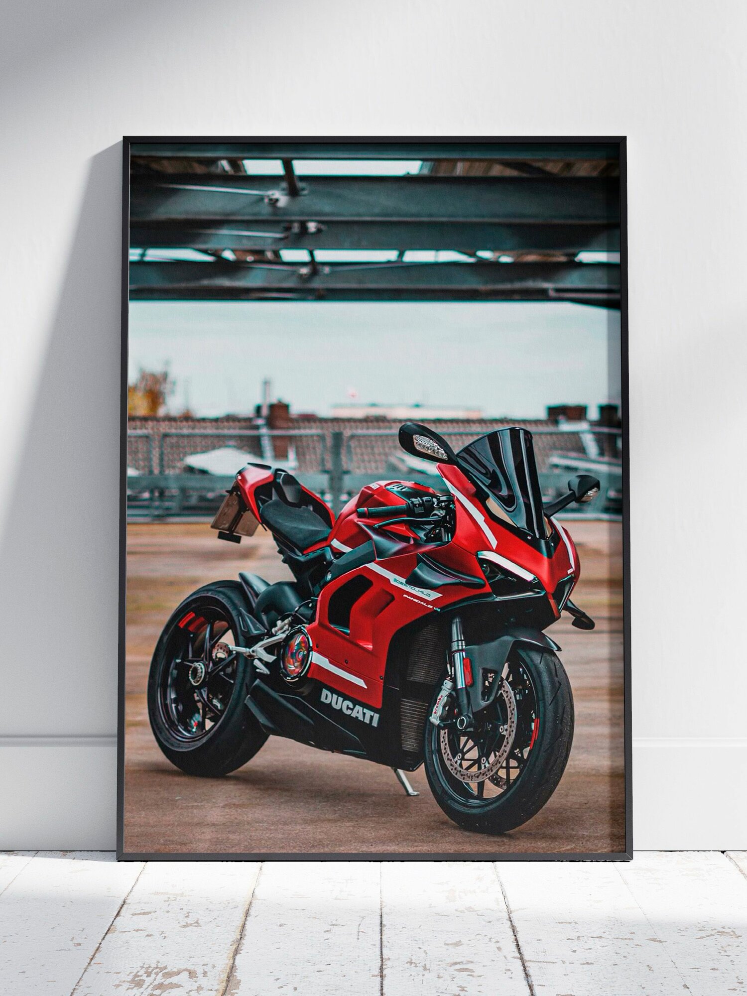 Плакат на стену для интерьера Мотоцикл (Ducati Panigale V4 9) - Постер по мото и байкам формата A4 (21x30 см)