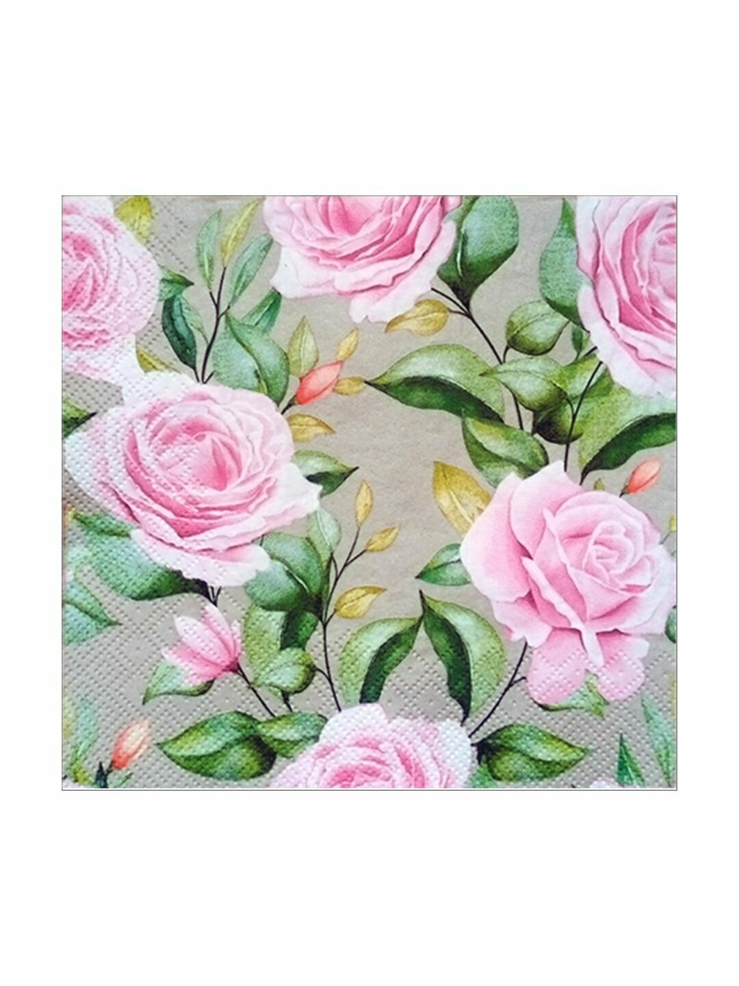 Салфетки бумажные трехслойные "Art Bouquet Home Collection" Очаровательные розы, 33х33 см, в пачке 20 штук