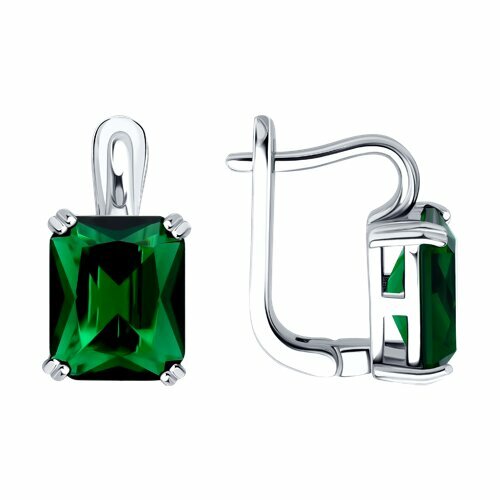 Серьги, серебро, 925 проба, родирование, фианит