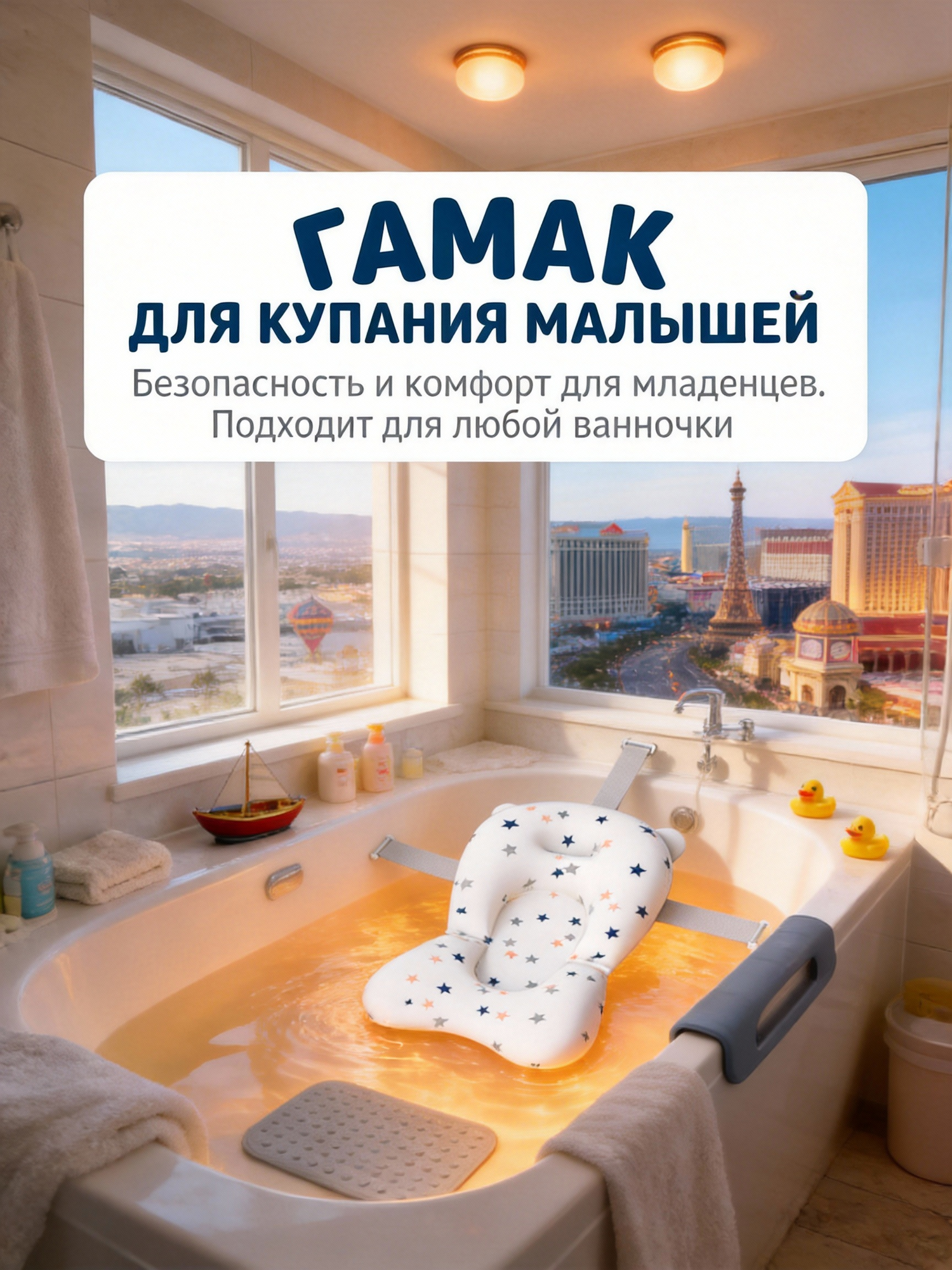 Гамак для купания новорожденных, сетчатая поддержка в ванночке с регулировкой и надежной фиксацией для безопасного положения и удобства родителей