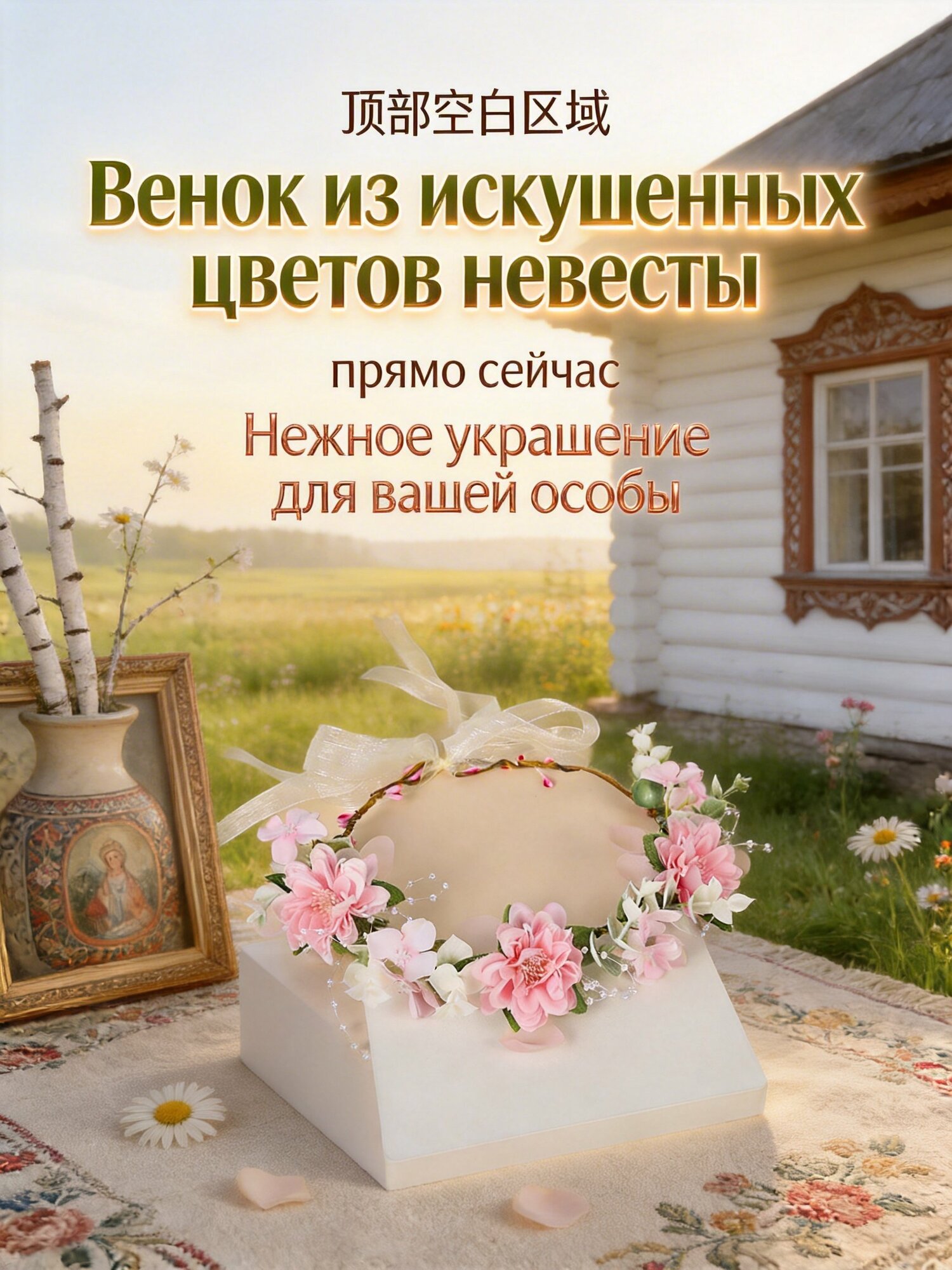 Венок из искусственных цветов для невесты, повязка для волос ручной работы для свадебной фотосессии и вечернего образа