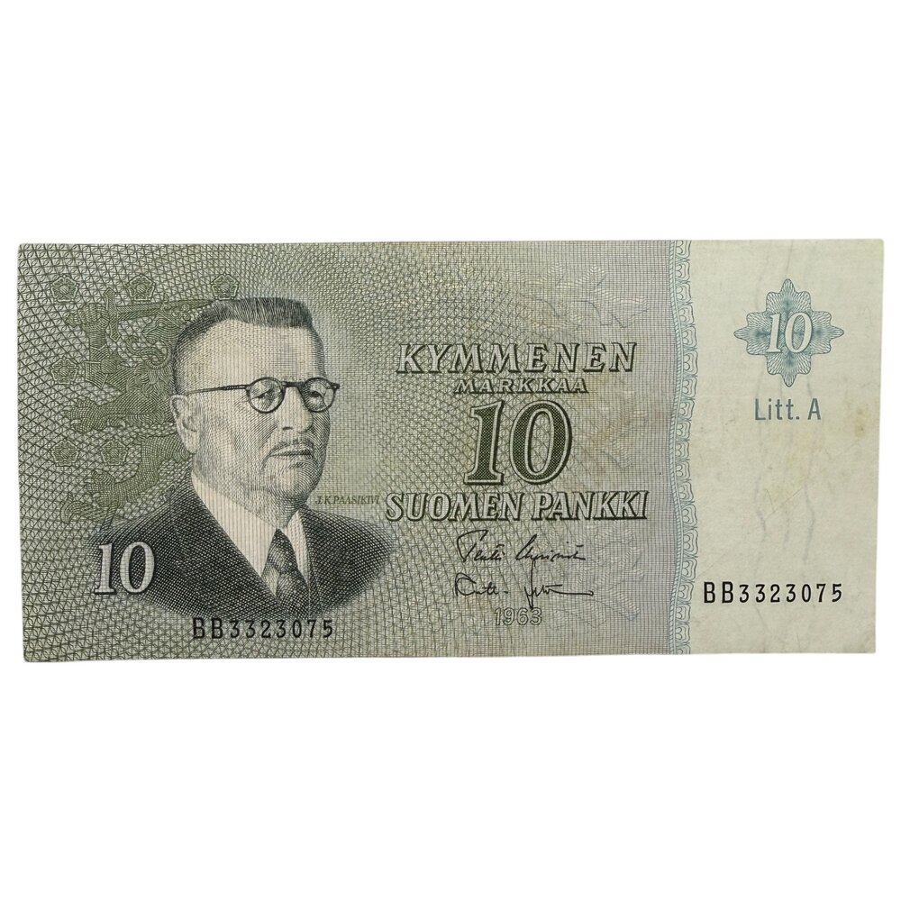 Финляндия 10 марок 1963 г. (Litt. A) (Подпись Pentti Uusivirta, Antti Lehtinen) (Серия BB)