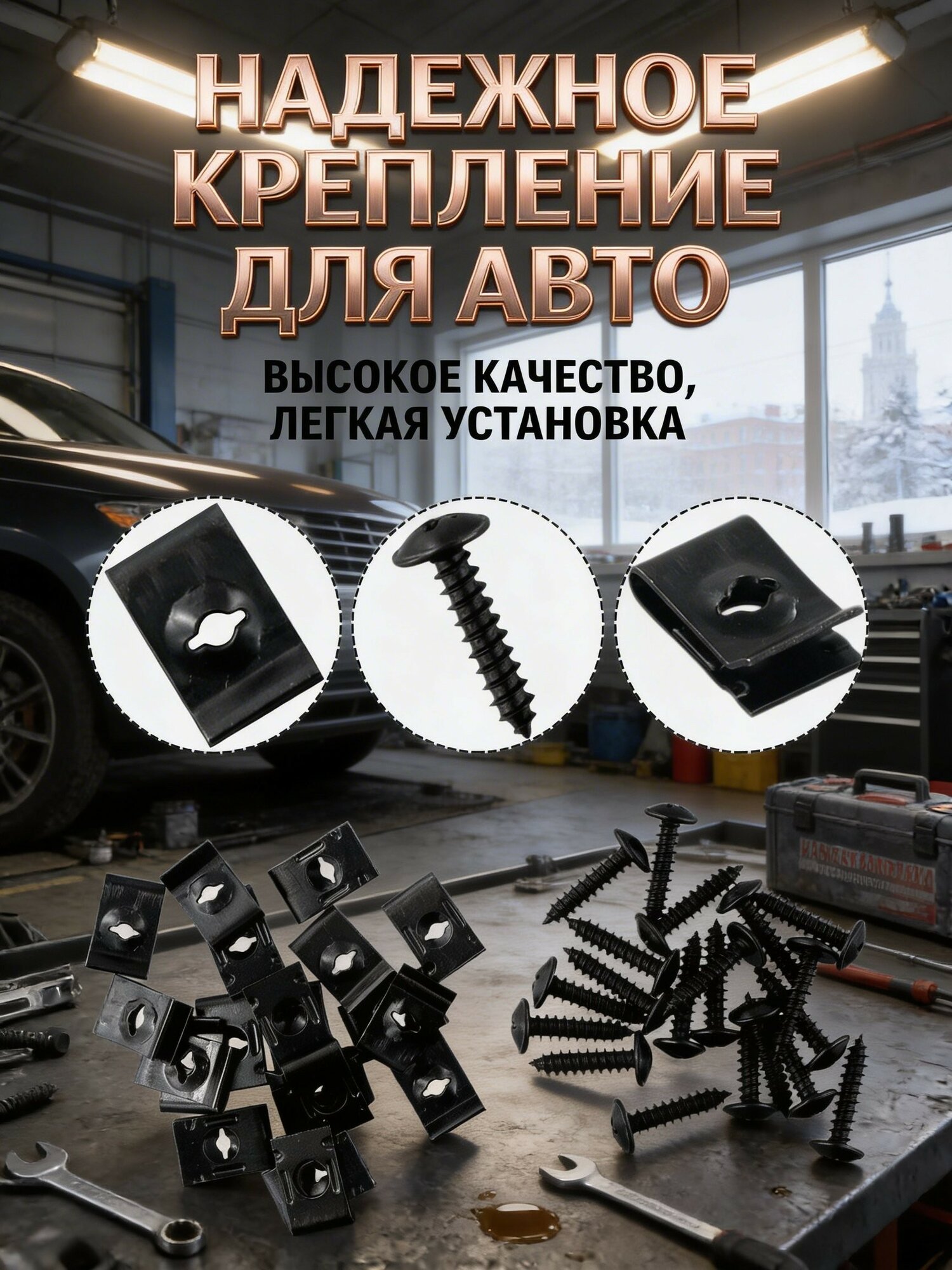 20 комплектов металлических U-образных зажимов с винтовыми креплениями, крепеж для отделки бампера и крыла автомобиля