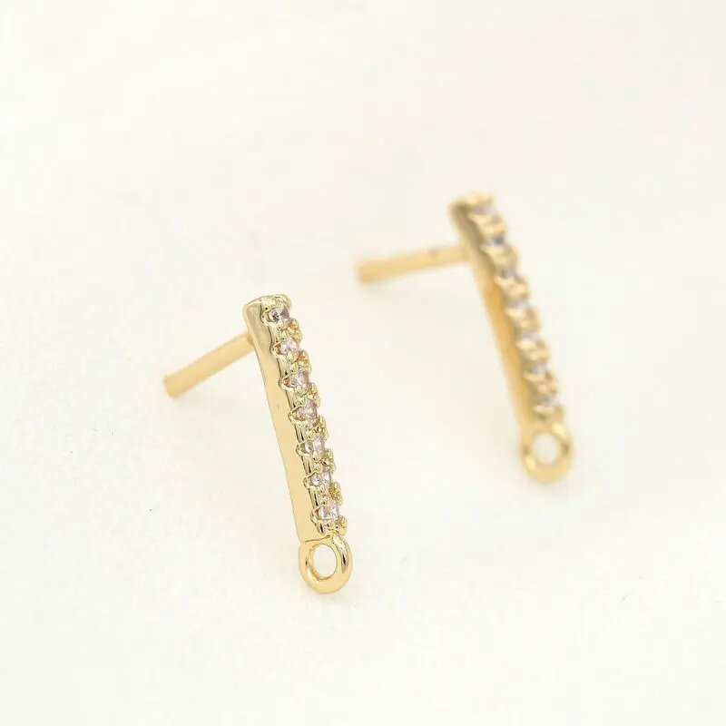 Латунные серьги с цирконом, 10 мм, 6 шт 6 pcs