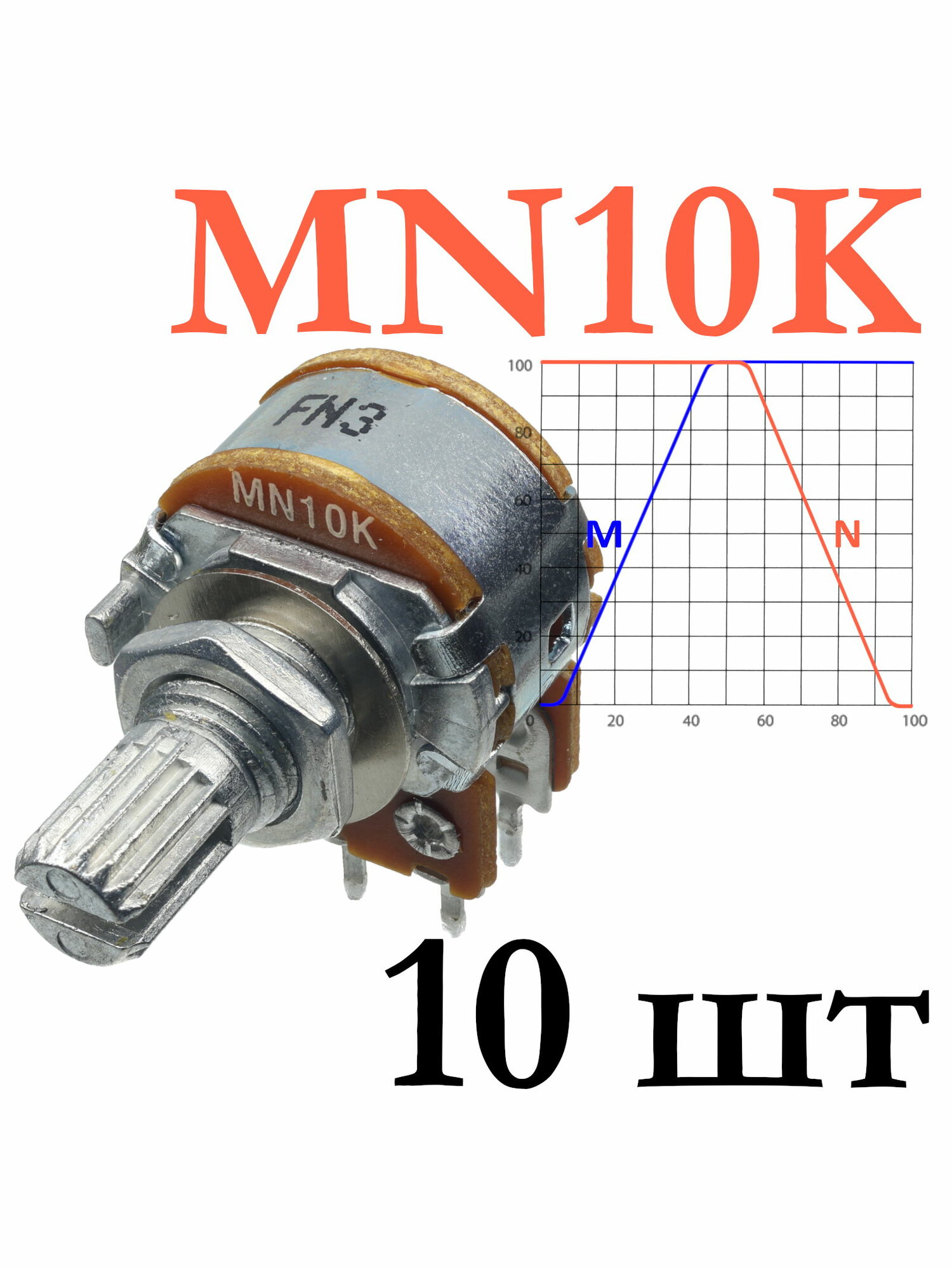 Потенциометры (10 шт.) 10 КОм зависимость MN Alpha RV16A01F-20-15K-MN10K-0C