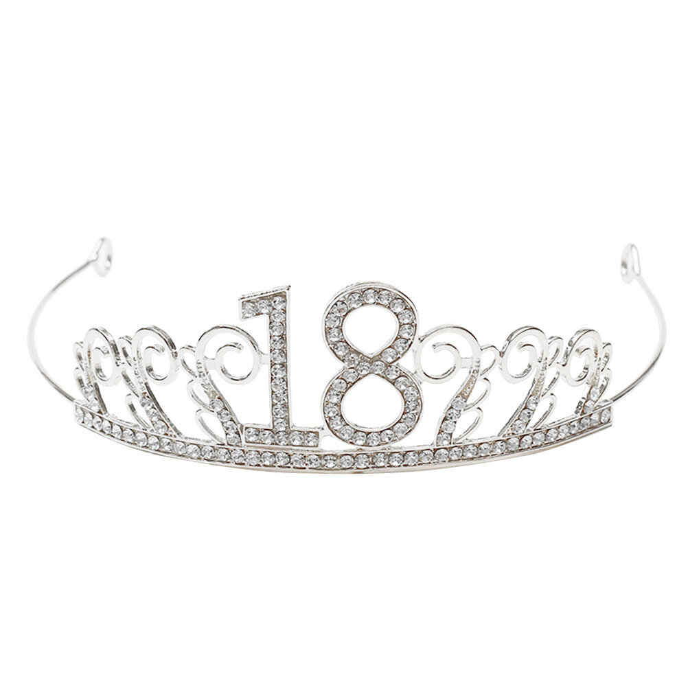 Корона Из Кристаллов Серебряного Цвета Для Украшения Торта 18 Размер 14×12 см