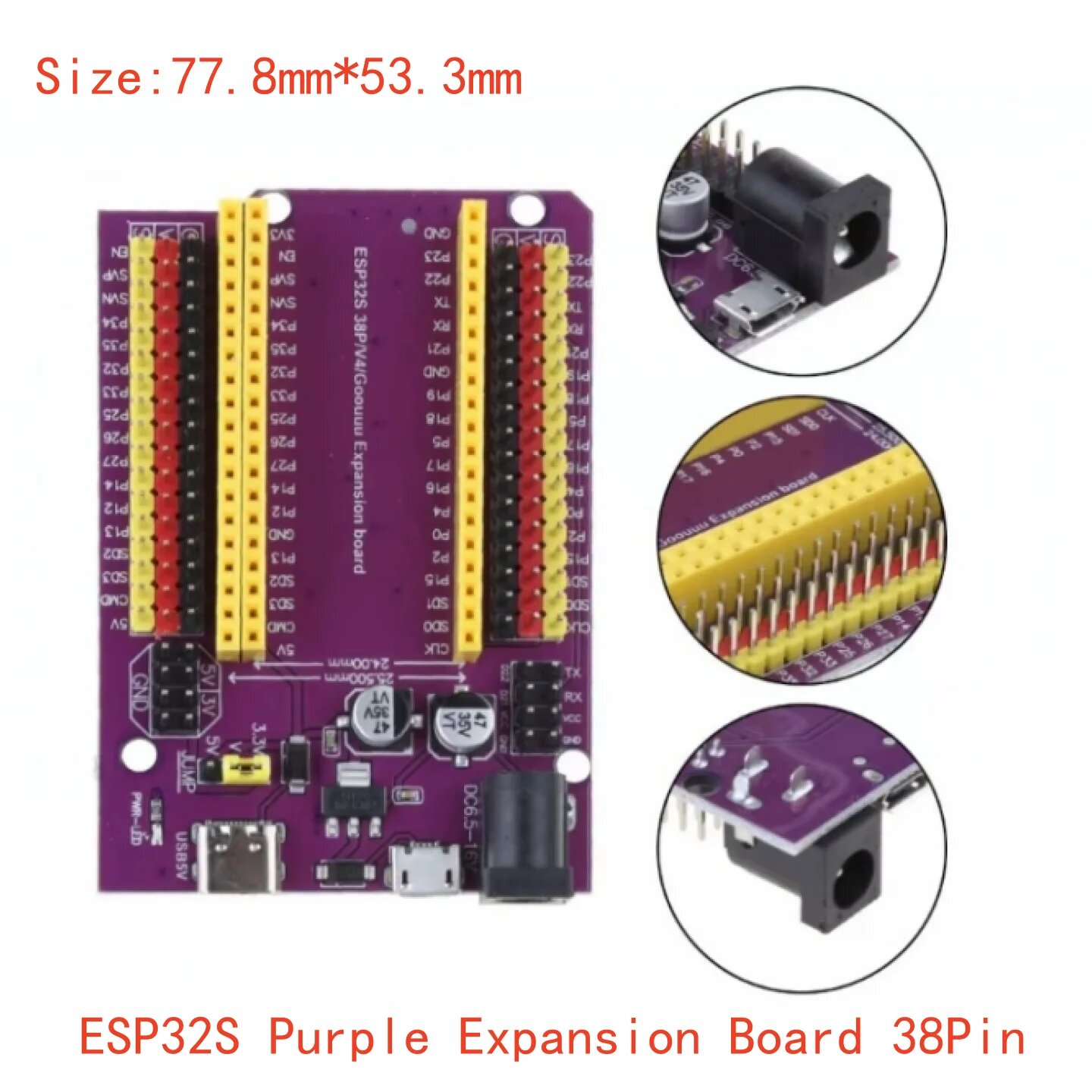 ESP32S Purple Expansion Board 38Pin