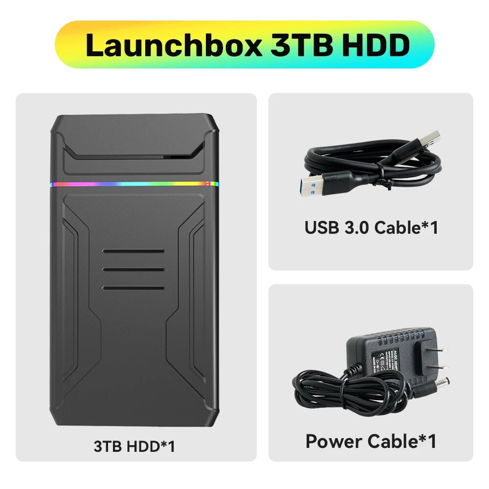 Launchbox 3TB HDD, Only Lbox 3T, Plug Type: US