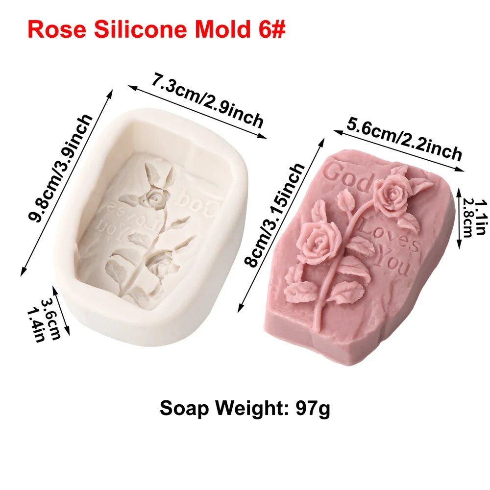Силиконовая форма для мыла "Роза", Rose Mold 6, розовый