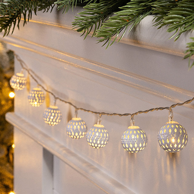 Светодиодная гирлянда на батарейках Шарики Ferarro Bianco 0.9 м, 10 теплых белых LED ламп, прозрачный ПВХ, IP20, Koopman (Купман), AX5100020