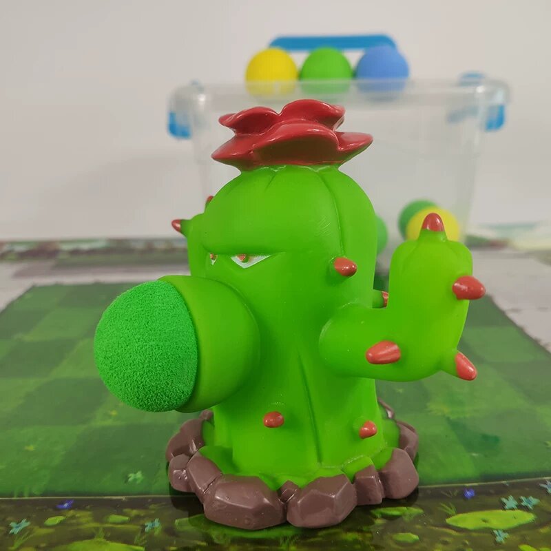 Игрушка Plants vs. Zombies: большой мягкий резиновый кактус-стрелок, способный запускать снаряды, фигурка для