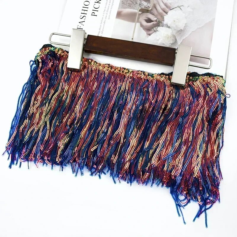 1-5Yards 17cm Sequins Fringe Tassel Lace Stage Garment Curtain Decoration Trim Fringes for Dresses Clothes Sewing Accessories