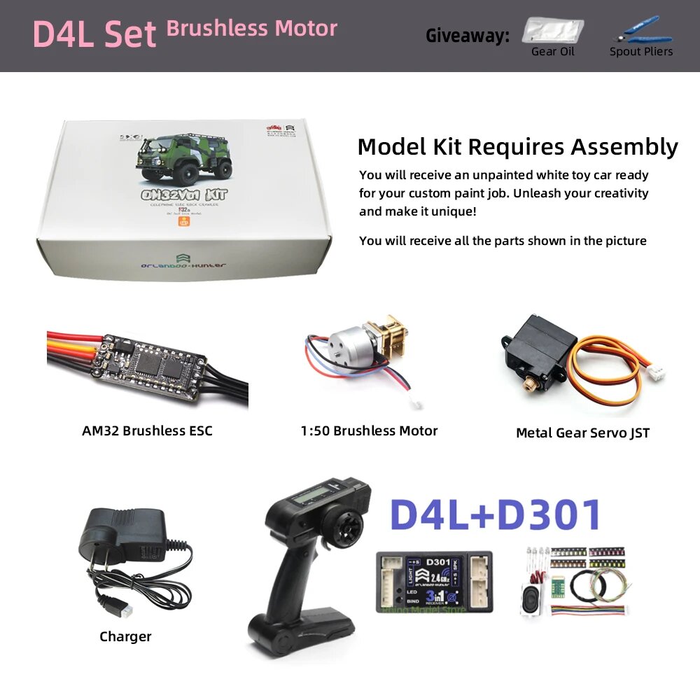 Orlandoo Hunter 1:32 OH32V01 пластиковый набор для сборки Brushless D4L Set