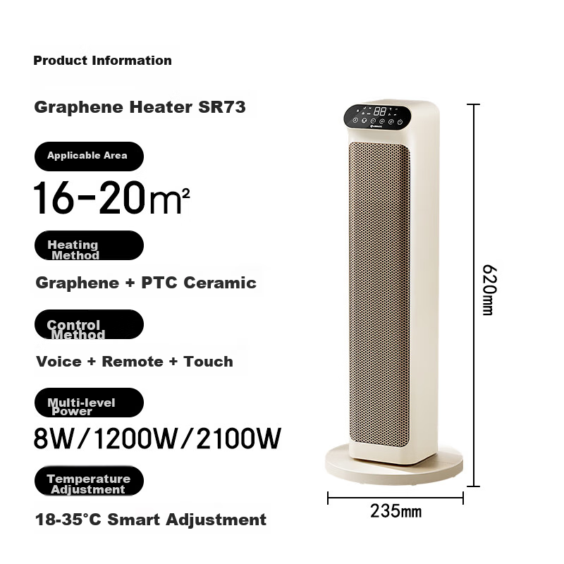 AIRMATE Графеновый голосовой управляемый вентилятор-обогреватель HP21-SR73 для 21-25 м² тихий энергосберегающий обогрев
