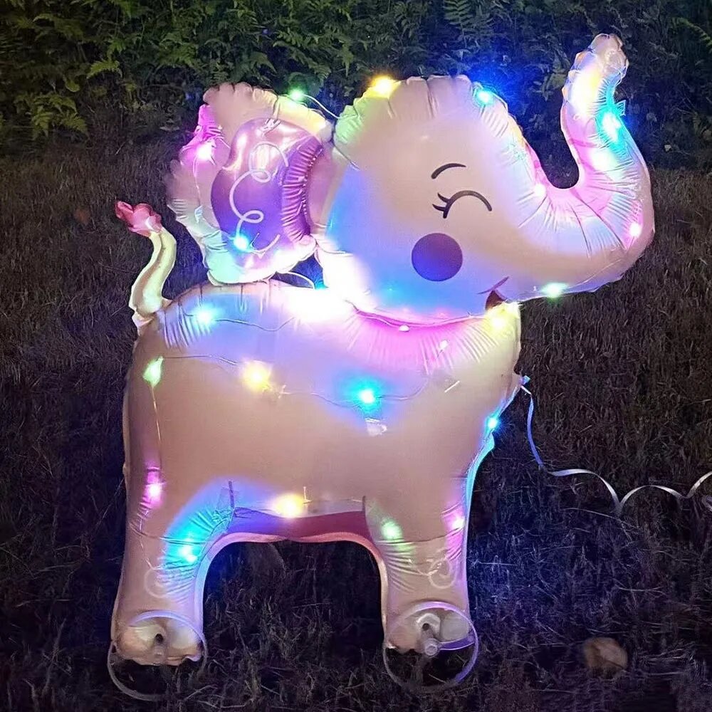 Надувной шар-слон с LED подсветкой, розовый, 50-80 см