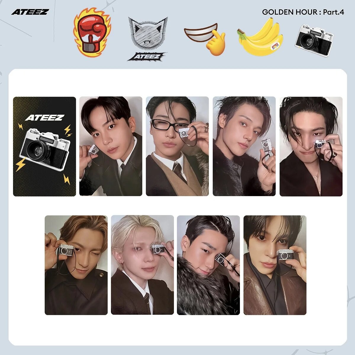 Новые модные фотокарточки ATEEZ TOWER TARGET MS Ver. (селфи) с Хонджоном, Саном, Сонхва. Фотокарточки Lomo из альбома GOLDEN HOUR: Part.4. Подарки для фанатов.