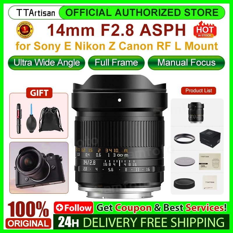 TTArtisan 14 мм F2.8 Объектив для Sony E Nikon Z Canon RF L-образный крепление