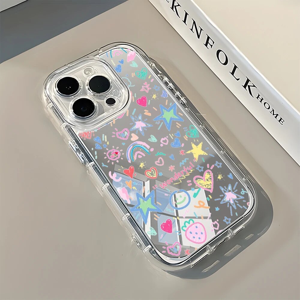 Чехол для iPhone 17 Pro Max с зеркальной поверхностью и рисунком