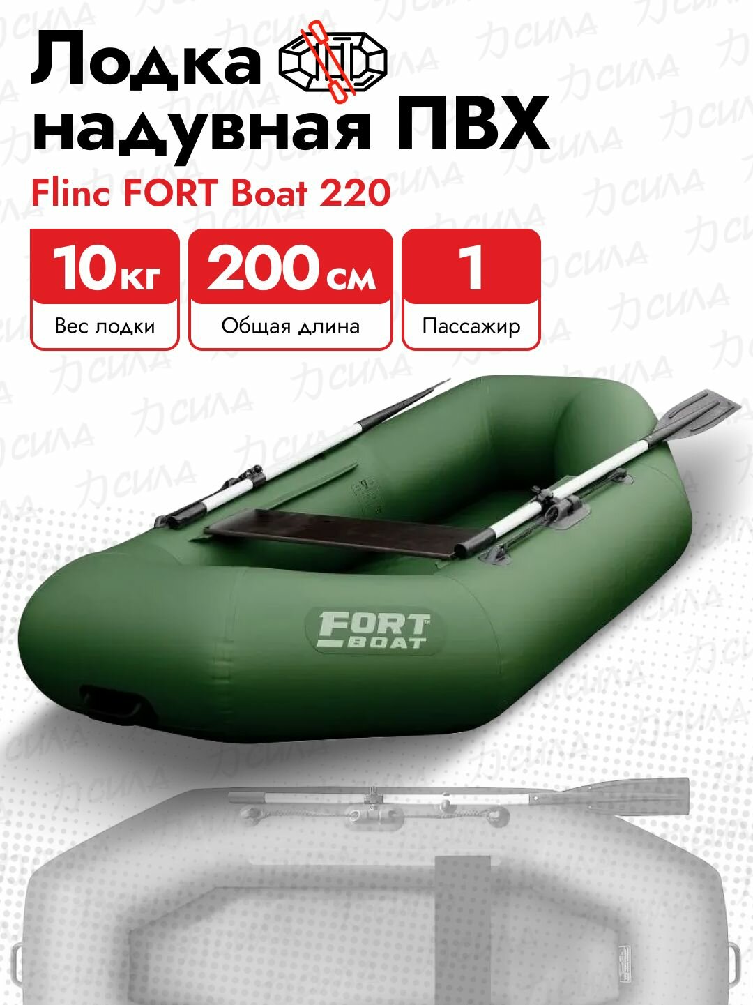 Лодка надувная ПВХ FORT boat 200, оливковый