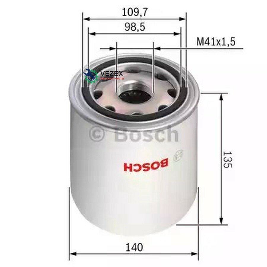 BOSCH 0986628257 картридж осушителя! с маслоотделителем M41x1.5 H135mm\DAF CF85/LF55/XF105