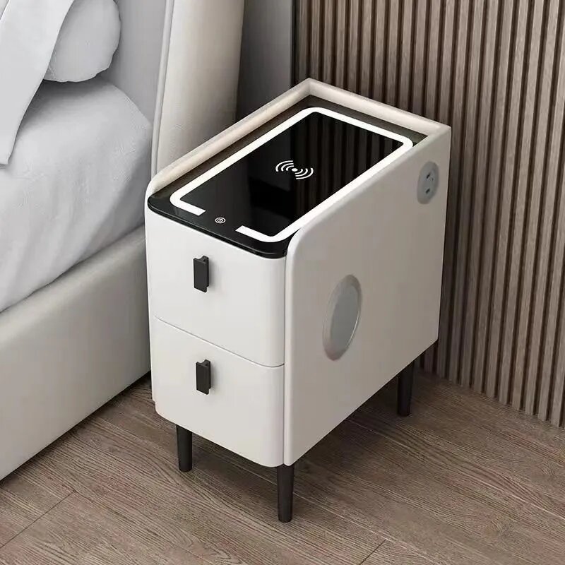 Тумба прикроватная с LED подсветкой, беспроводной зарядкой, USB, Bluetooth, 2 ящика, 30х40х46 см