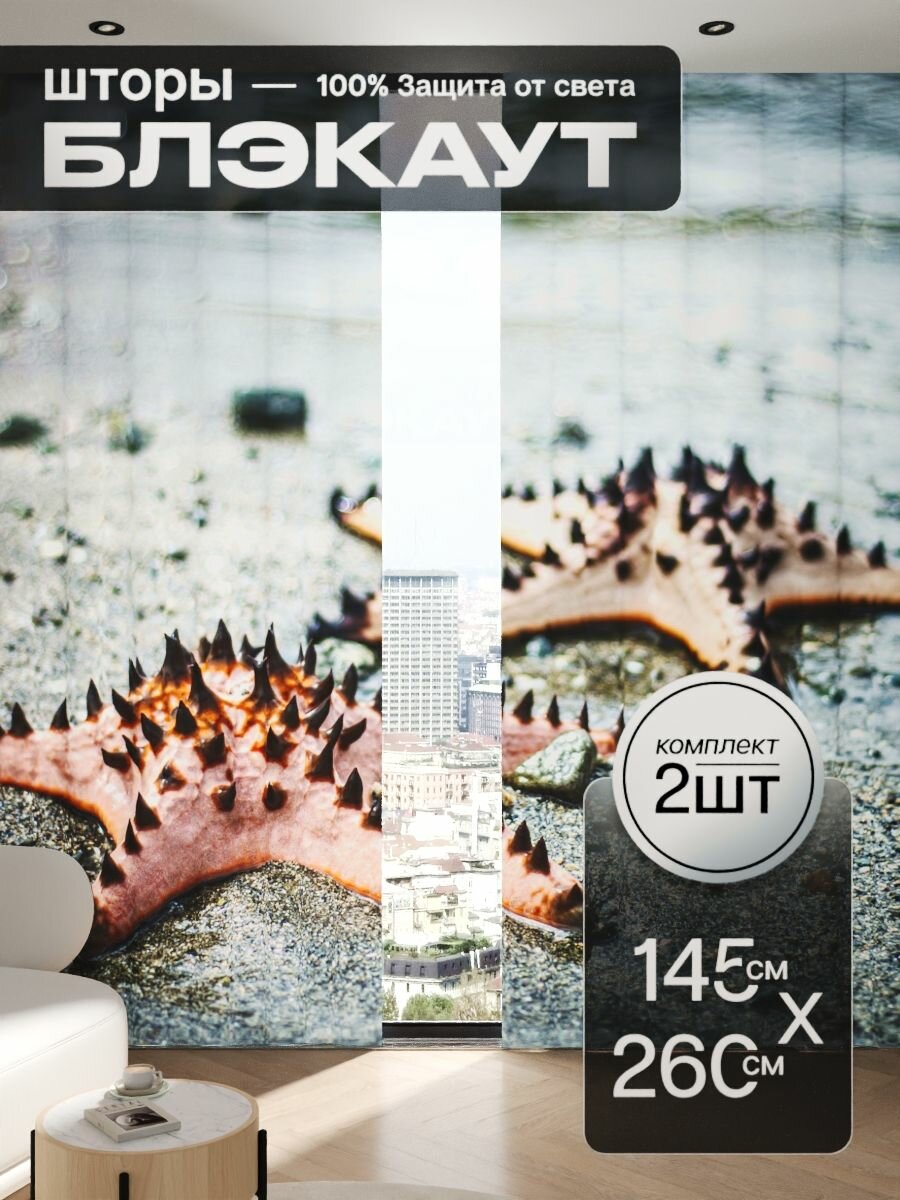 Шторы блэкаут 145x260 см 2 шт на окна плотные комплект