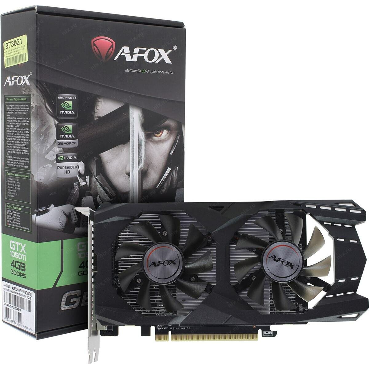 4Gb GDDR5 AFOX AF1050TI-4096D5H7-V9 (RTL) DVI+HDMI+DP