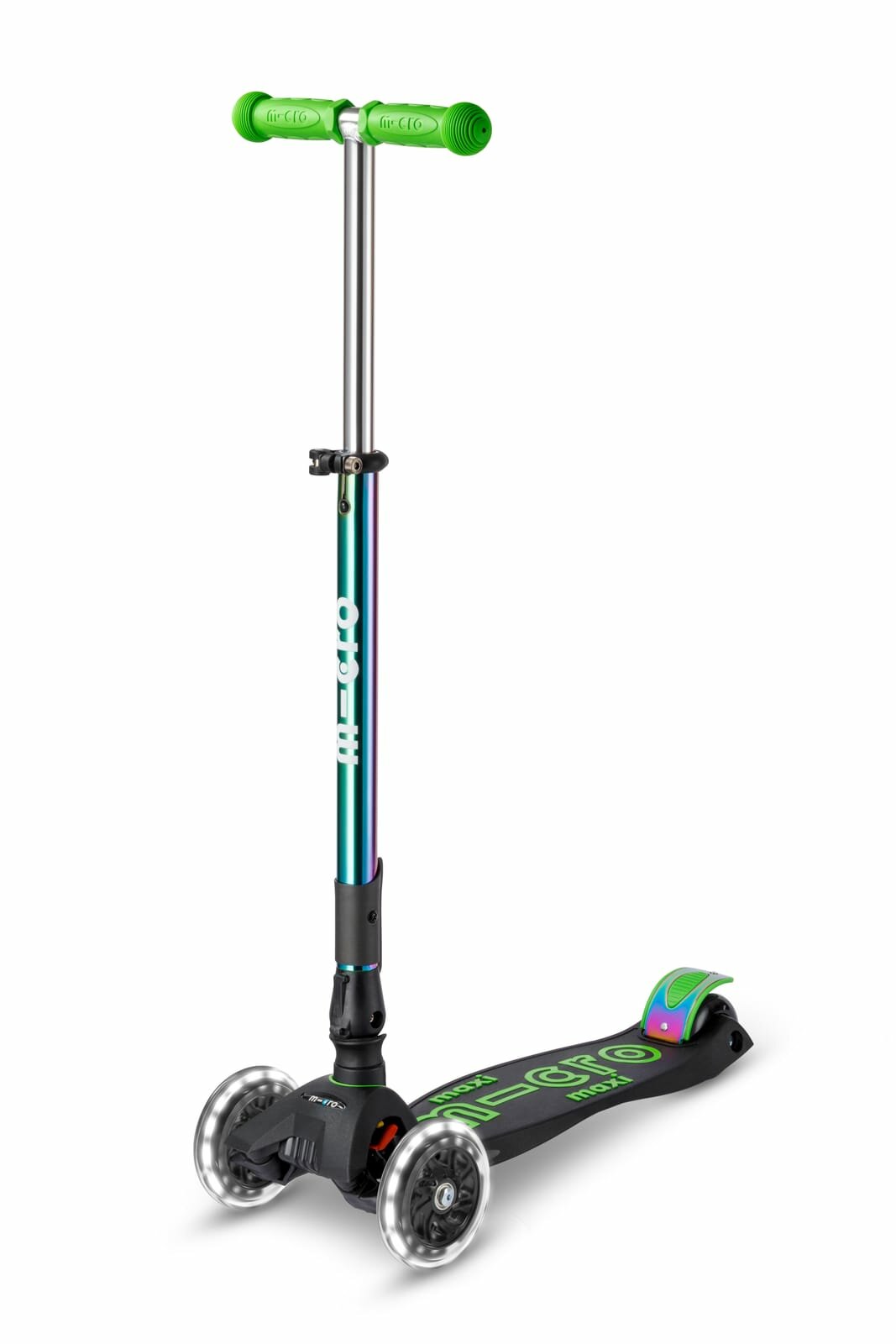 DECATHLON Самокат Decathlon Micro Maxi Deluxe LED Neochrome, зеленый