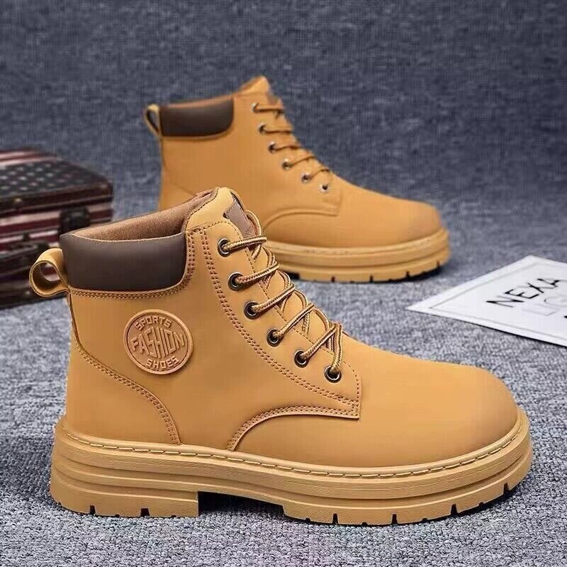 MOOCIE Ботинки Timberland, мужские высокие ботинки Martin, корейский стиль, универсальные, рабочая обувь на толстой подошве, короткие ботинки, модная обувь, EU:44