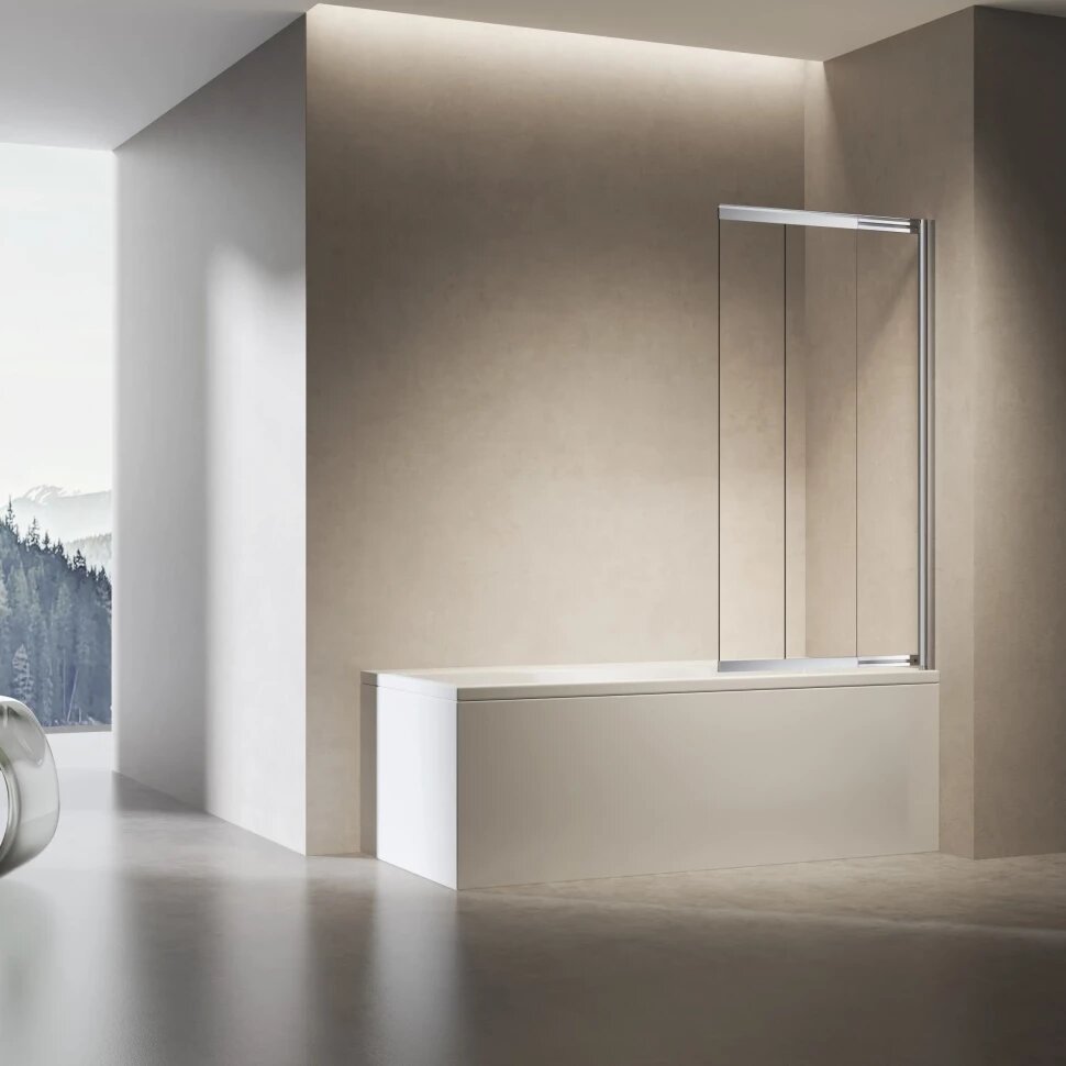 Шторка для ванны Vincea VSB-6E900CL-R 90 см R, профиль хром, стекло прозрачное