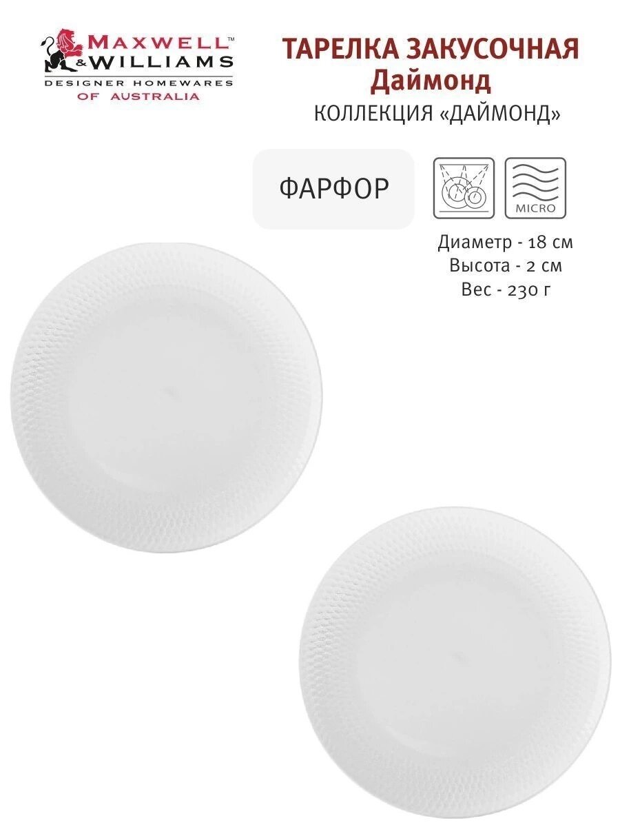 Тарелка закусочная Даймонд 2 шт, 18 см Maxwell & Williams MW688-DV0020_2
