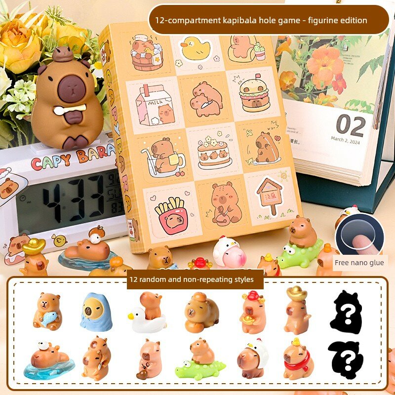 Игра-дырка 12 ячеек с капибарой, стиль мягких игрушек, новогодний подарок для детей