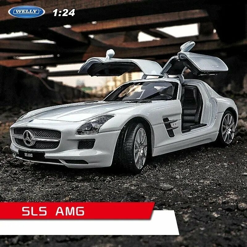 1:24 Mercedes Benz SLS AMG Sports Car Alloy Model Toy, подарки для мальчиков, коллекции хобби, подарки на день рождения