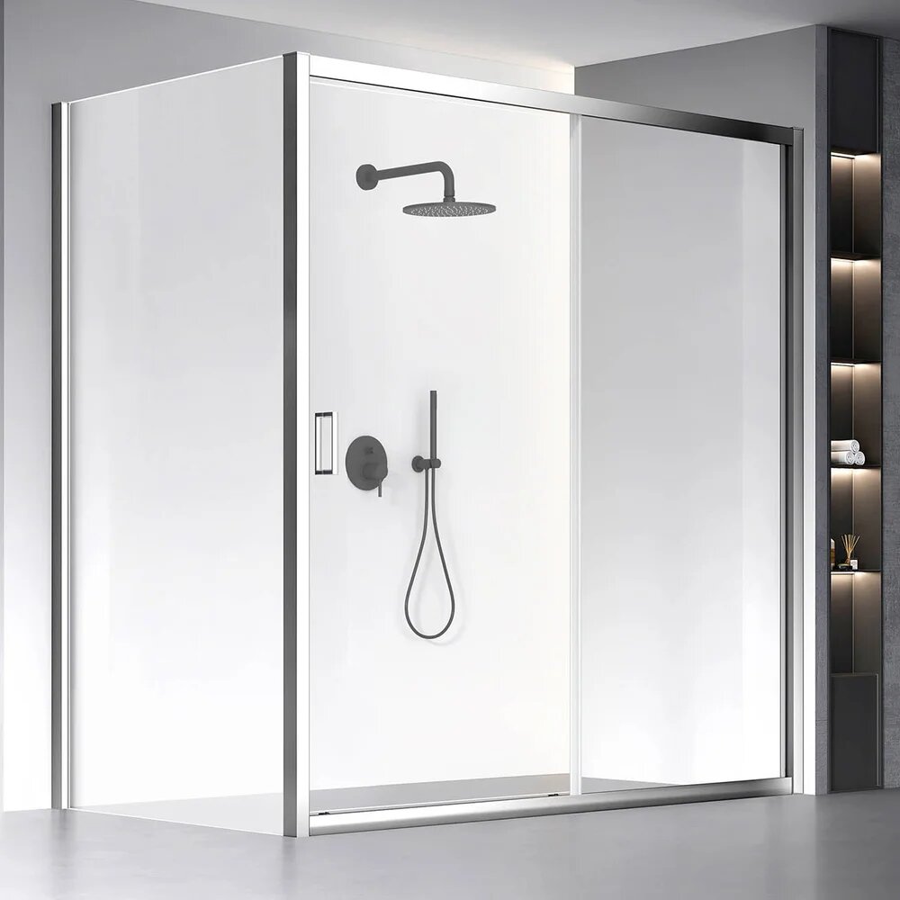 Душевой уголок Veconi Rovigo RV-060 без поддона, стеклянный, 180x80, прямоугольный, раздвижной, итальянский