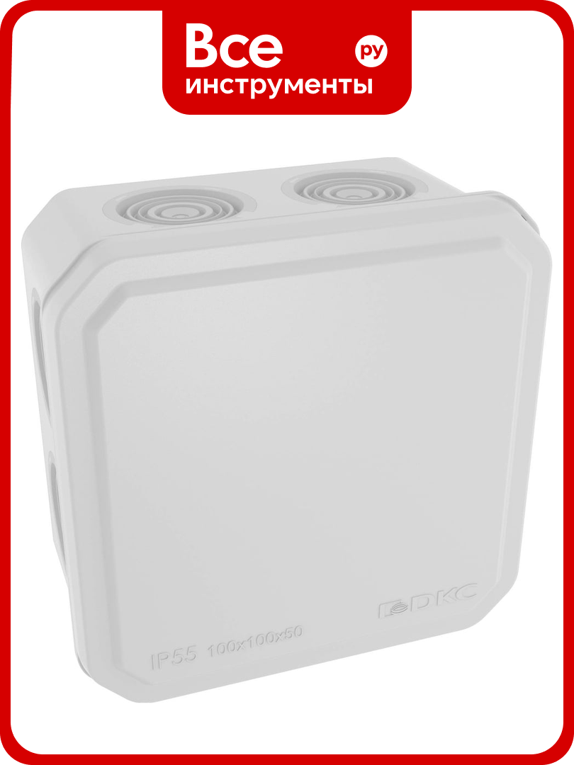 Ответвительная коробка DKC с кабельными вводами, IP55, 100x100x50мм 53800R 31908, крышка из пластика наружного монтажа