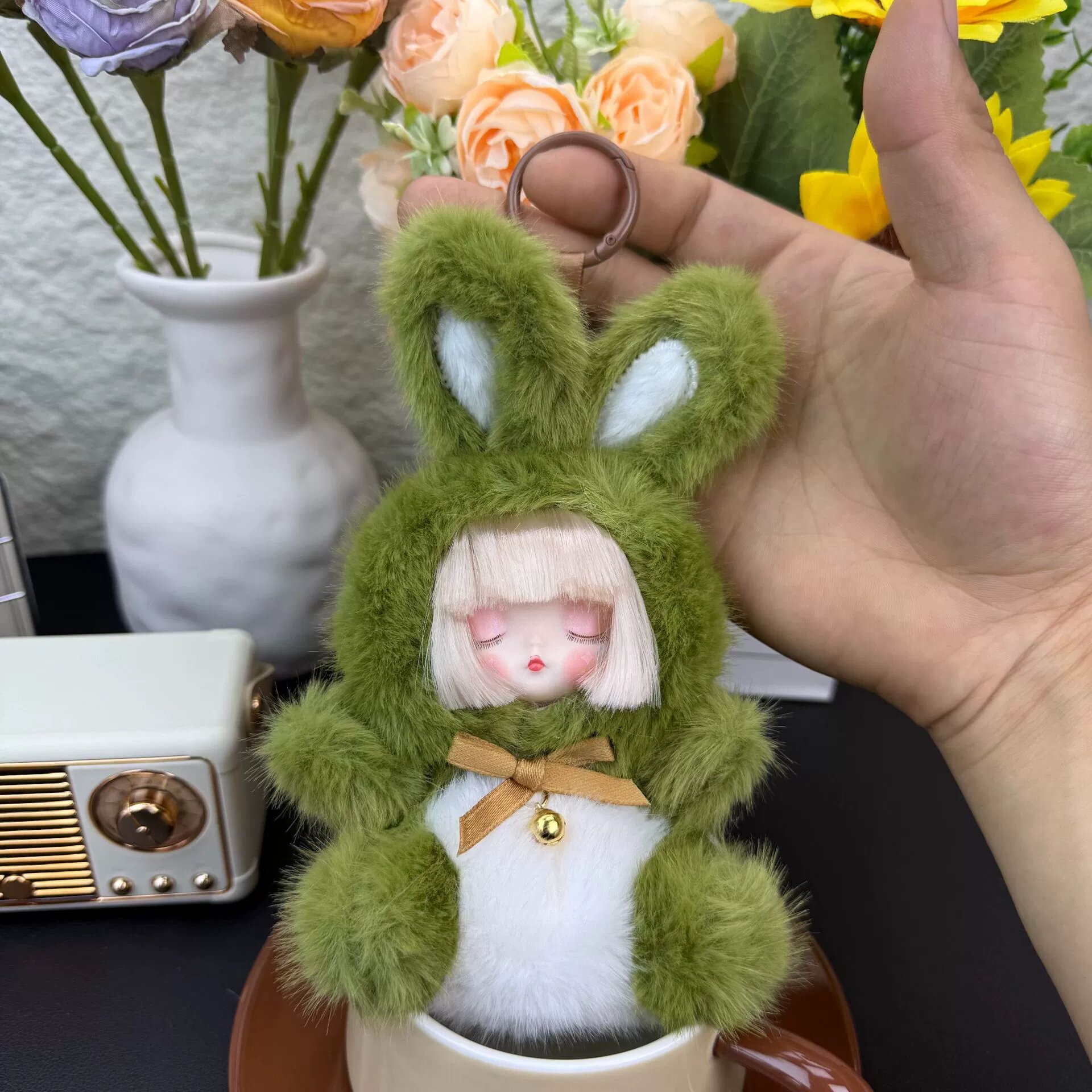 Брелок-кукла в костюме зайчика, мягкая игрушка, подарок для девушек, аксессуар для сумки