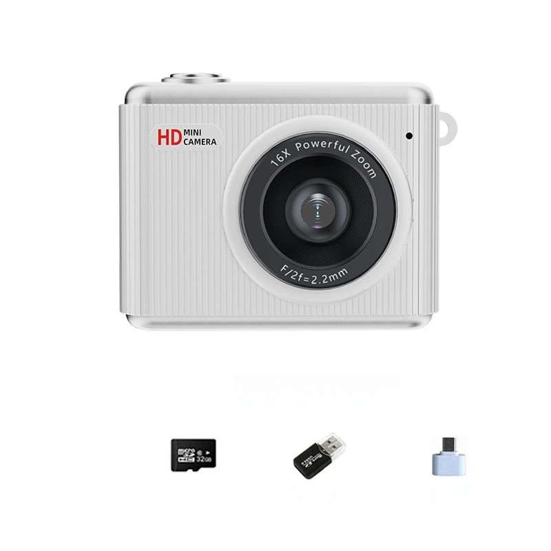 S6 Mini цифровой фотоаппарат 64MP 1.4" IPS 16X зум 1080P Видео на шею / ключи с OTG Подарочная коробка（32 ГБ）