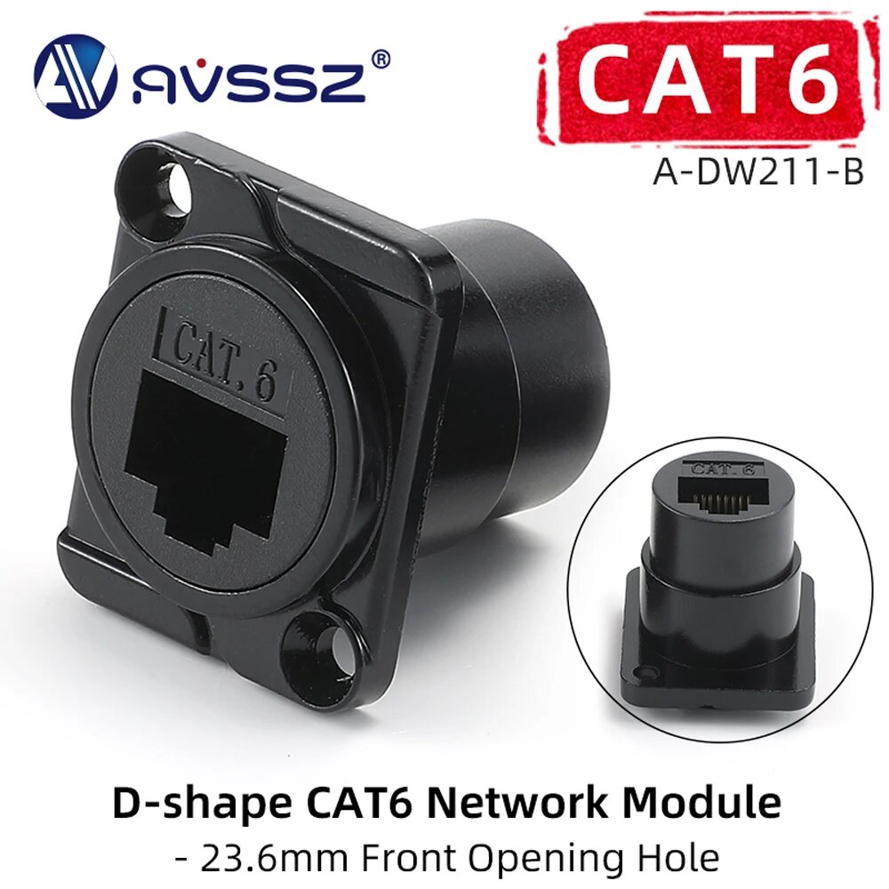 Розетка сетевая CAT6 AVSSZ D-shape, черная