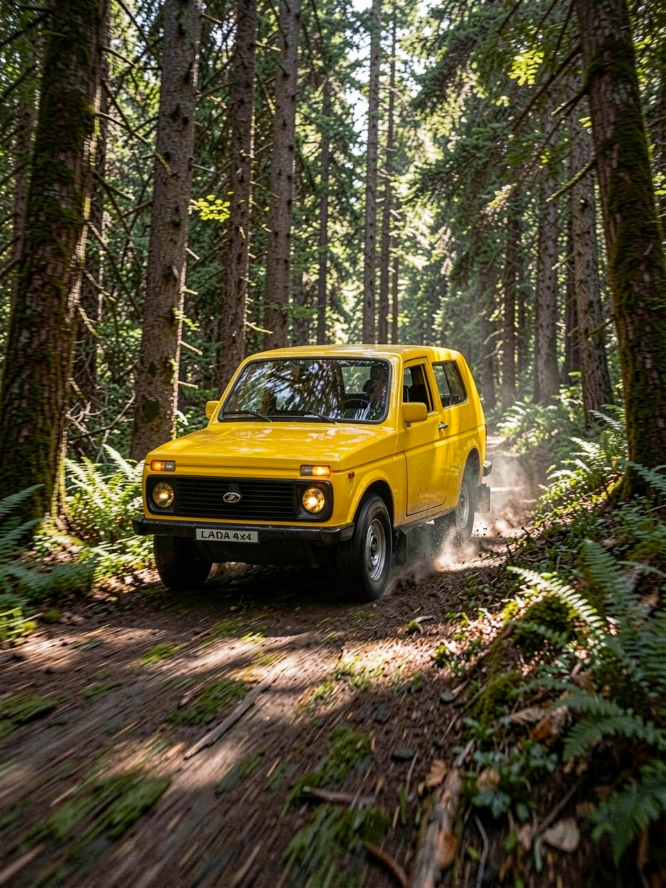 Модель металлопластиковая ВАЗ Лада Нива 4x4, желтый, 12 см, инерционная