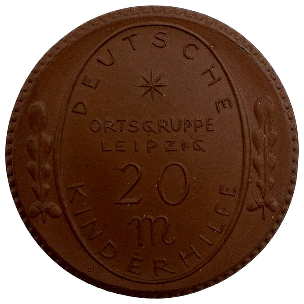 Германия, Веймарская республика, Лейпциг 20 марок 1922 г. (Общество помощи детям)(Коричневый фарфор)