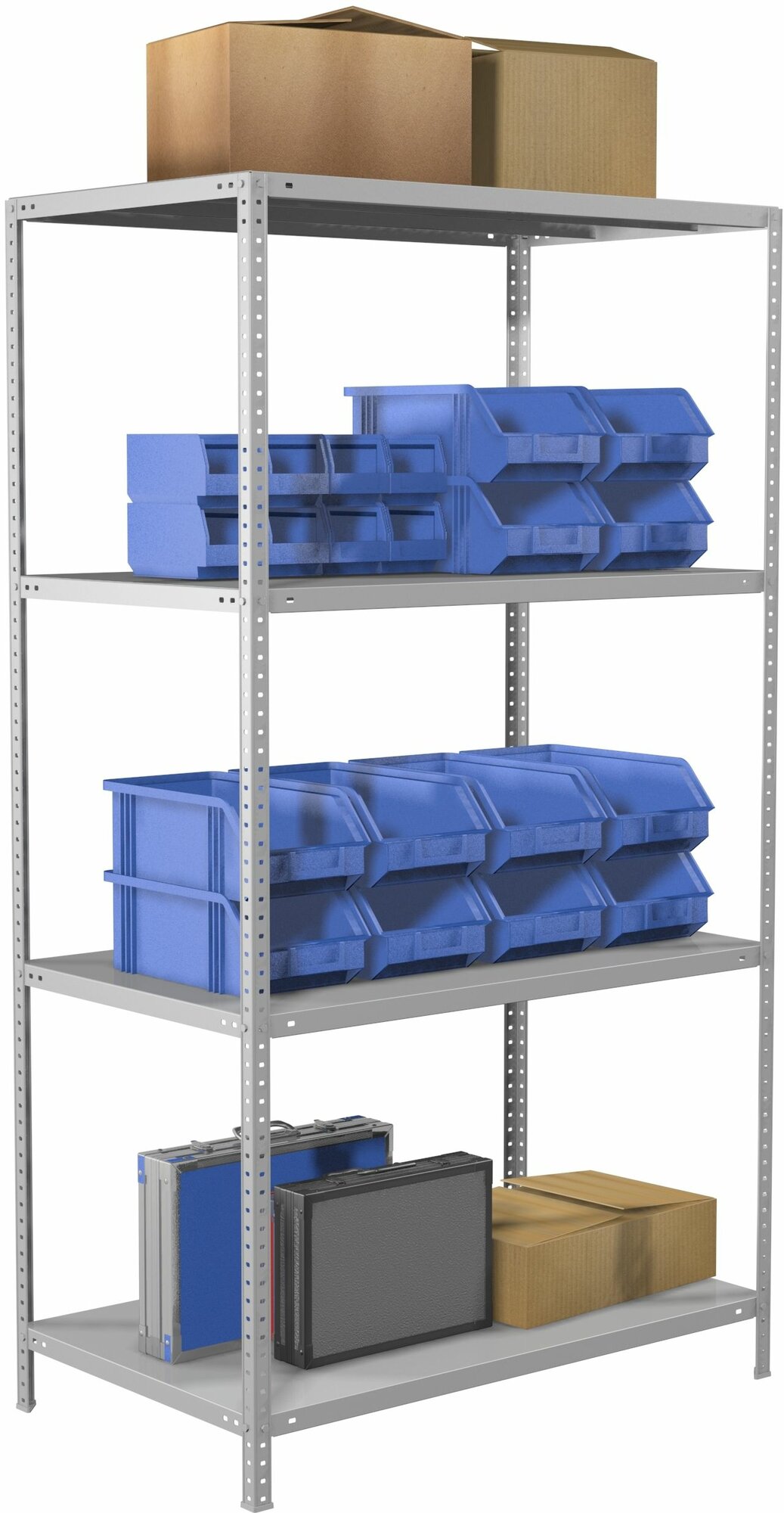 Стеллаж Практик MS Standart 120/60x20/4 пол:4 единая 1200x600x200мм серый (S24199132402)
