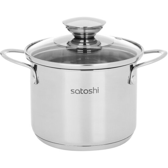 Кастрюля мини Satoshi 12х9,0см. 1,0 л. со стекл. крышкой, индукция (822-275)
