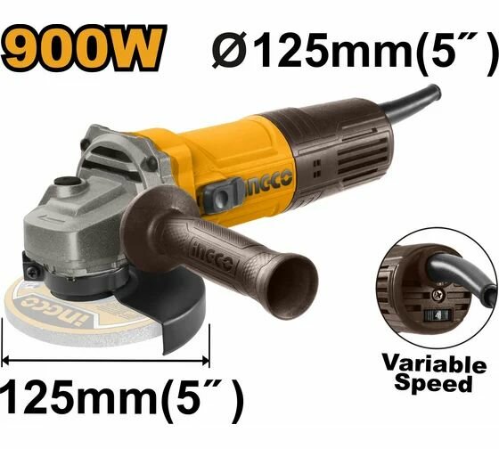 Угловая шлифовальная машина INGCO AG900285 900Вт, 125мм
