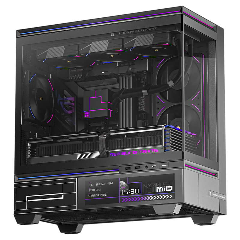Корпус без блока Case Thermalright M10 Vision FAN4-C, Mini-Tower, TG, LCD, 4x120mm ARGB, 2xUSB-A 3.0, 1xUSB Type-C, mATX, mITX Black