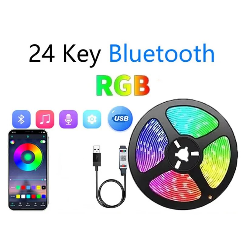 Светодиодная лента RGB Bluetooth 5M USB