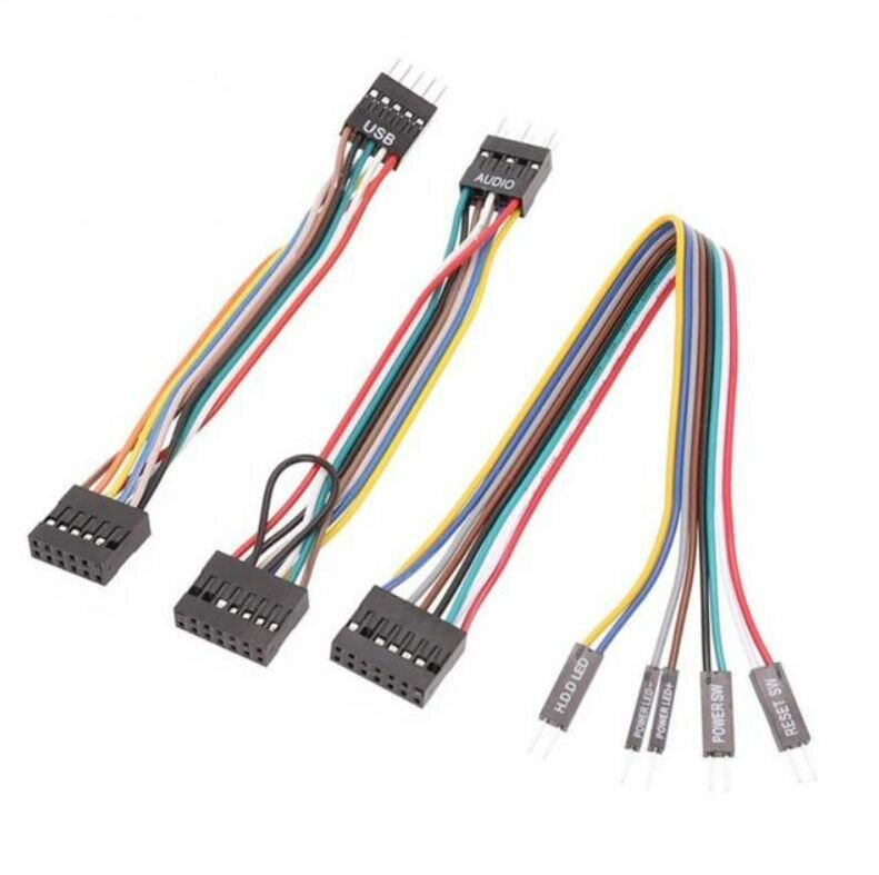 Комплект удлинителей power sw reset sw hdd led power led+- , USB 2.0, HD AUDIO (Lenovo), цветной