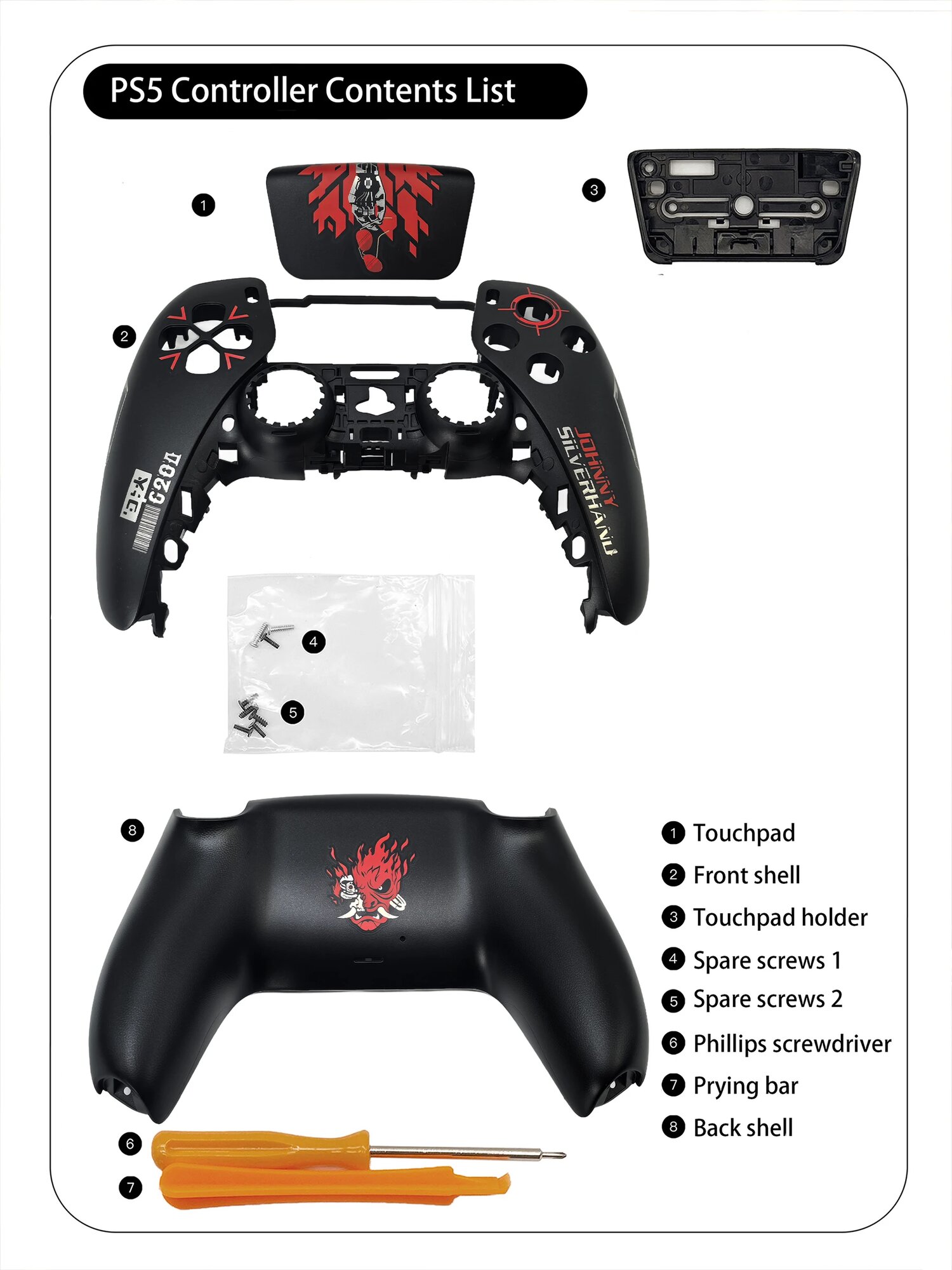 Корпус контроллера PS5 Cyberpunk Silverhand, цвет Package 2